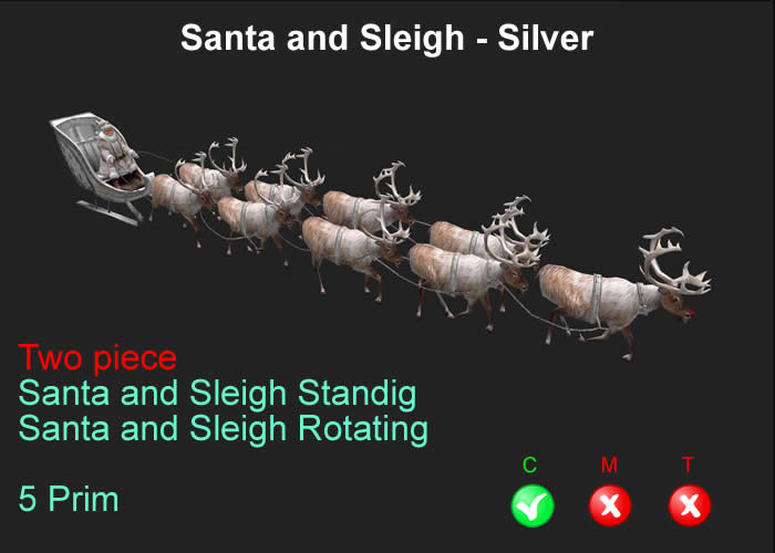 Second Life Marketplace - ~D.C~ Santa and Sleigh Silver